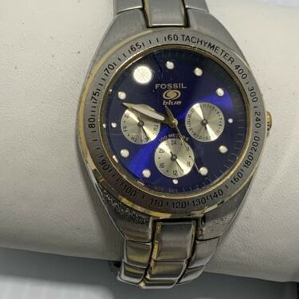 Fossil BQ-9067 Men's Watch Blue Analog Dial Day Date Stainless Steel ...