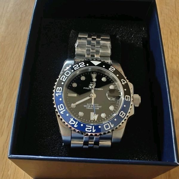 PAGANI DESIGN PD1662 AUTOMATIC GMT WATCH BLACK/BLUE SAPPHIRE 'BATGIRL ...