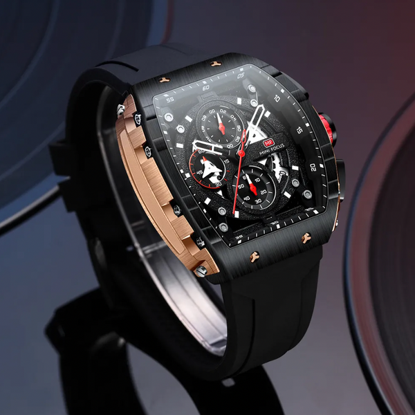 Men's Luxury Chronograph Fashion Barrel Shape Tonneau Quartz Waterproof ...