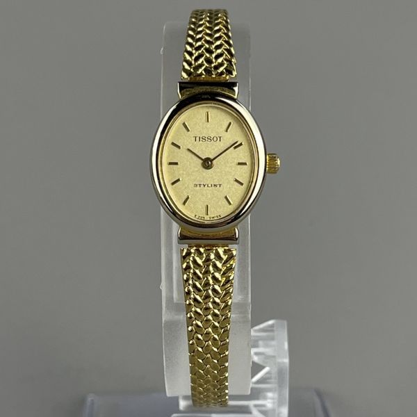 TISSOT Stylist Vintage Ladies Watch Quartz Gold Dial Gold SS Band Swiss ...