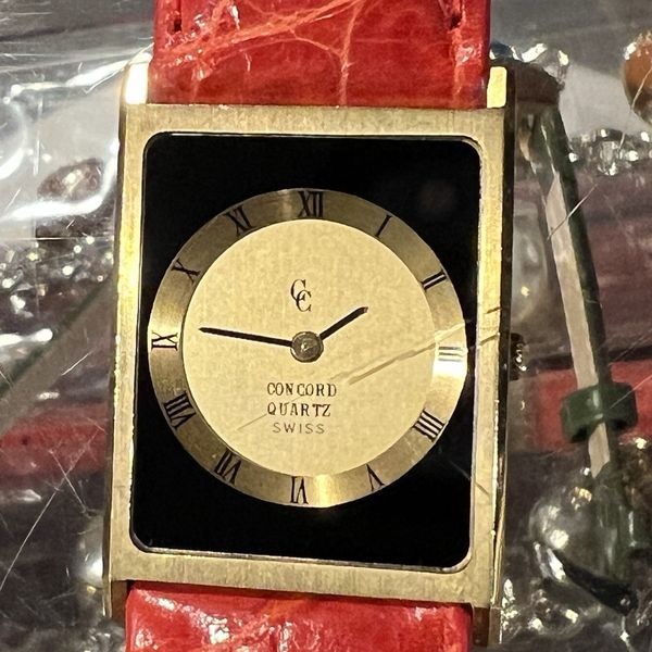 Reloj Hombre Vintage CONCORD Delirium Oro 18k Galvanizado Correa Croco ...