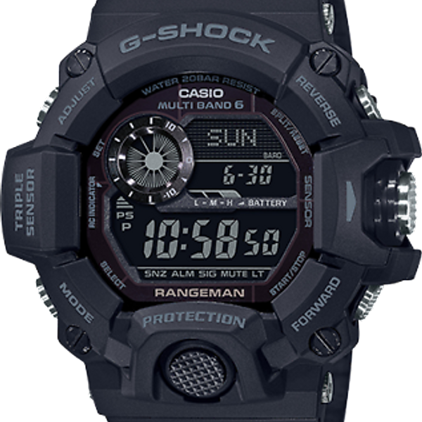 Casio g-shock rangeman gw-9400-1ber triple sensor solar power radio ...
