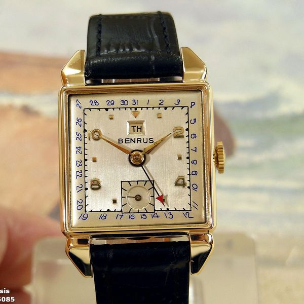 1950's Vintage BENRUS DATE POINTER, Stunning Silver Dial, Serviced ...