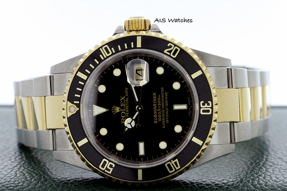 FSOT: Rolex 16613 P Serial Submariner 18K/SS Black Dial Box & Papers ...