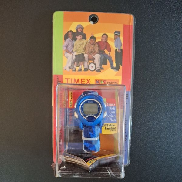 Timex Kids Digital Watch Indiglo Blue Water Resistant 2000 NEW Vintage ...