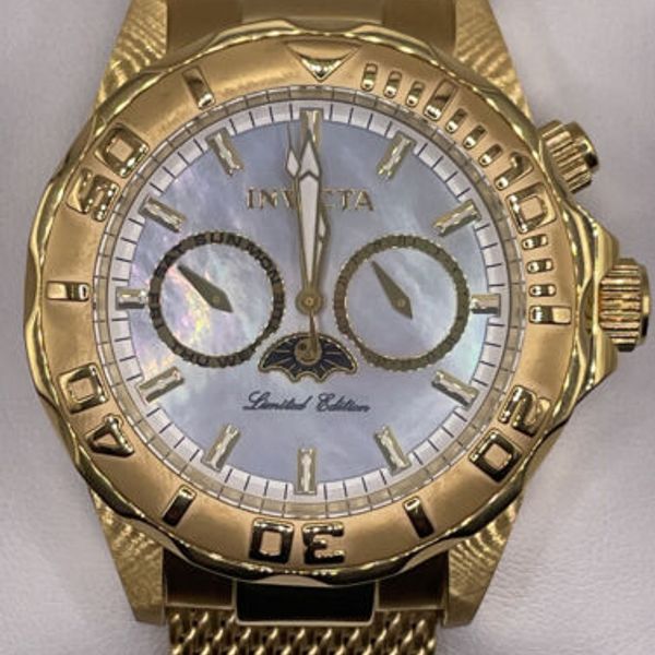 Invicta Sea Wizard III Limited Edition 0752 1210/4200 Gold Tone MOP ...