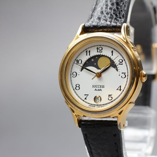 [Near MINT] Seiko Success Alba Quartz V318-6A10 Moonphase Vintage ...