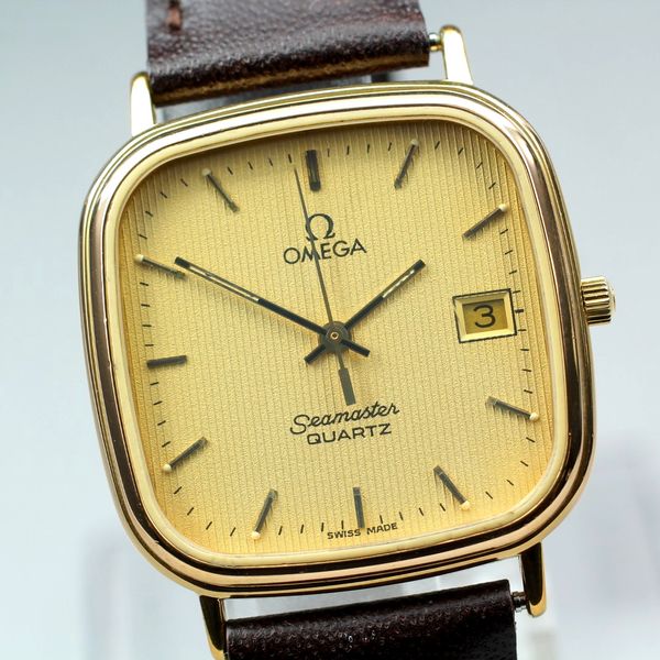 [Near MINT] High Demand Omega Seamaster Cal.1430 Gold Date Quartz Men's ...