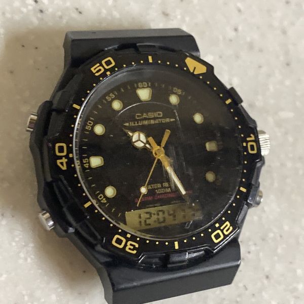 Rare 1995 Vintage CASIO AQ-130BW (1320) Analog/Digital 43mm Watch - New ...