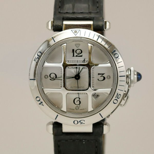 Cartier Pasha Automatic Grid Grill 38mm Stainless Steel Watch Ref 2379 ...
