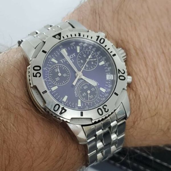 Tissot PRS 200 Chronograph Watch With Blue Face Box papers | WatchCharts