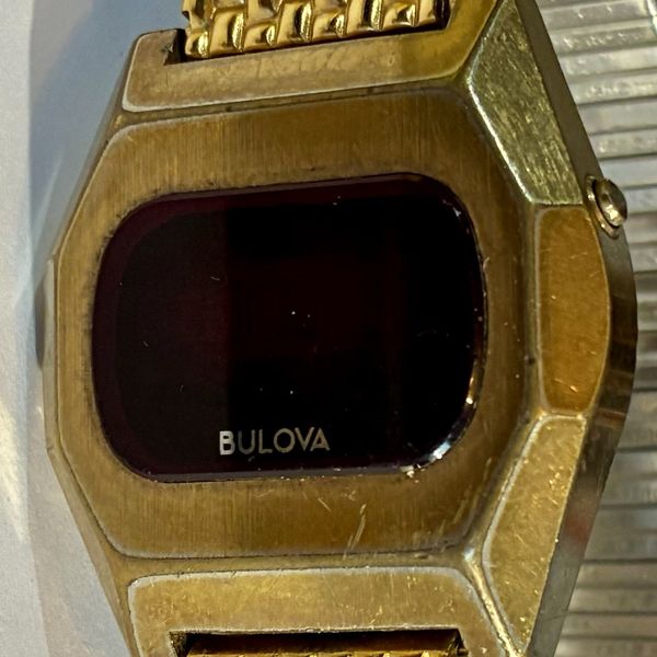 Bulova Mens Red Screen Vintage Digital Watch For Repair | WatchCharts ...