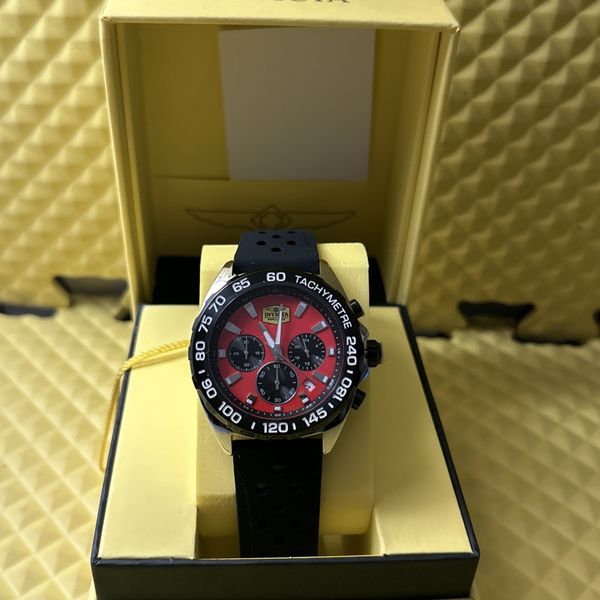 Invicta Racing Men 47772 Red Dial Watch with Black Bezel 43mm ...