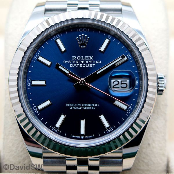 FS: Rolex 126334 DATEJUST 41MM-18K FLUTED BEZEL-BLUE STICK DIAL-JUBILEE ...