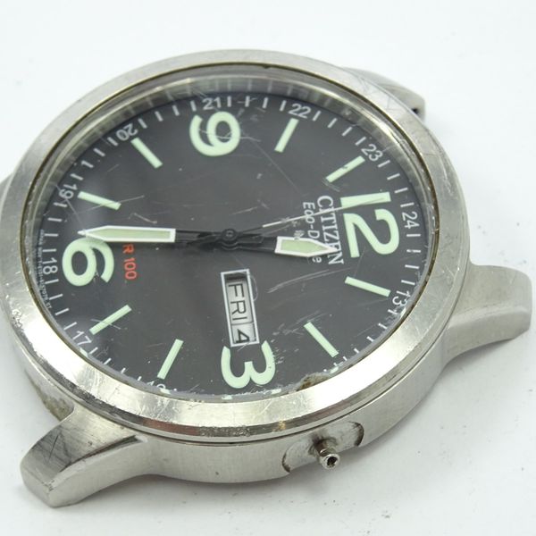 CITIZEN Eco Drive Men's E101 Day Date Watch Head SPARE or REPAIR ...