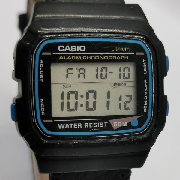 Vintage 1988 Casio W-48B Blue Pusher Button Module 549 LCD Quartz ...