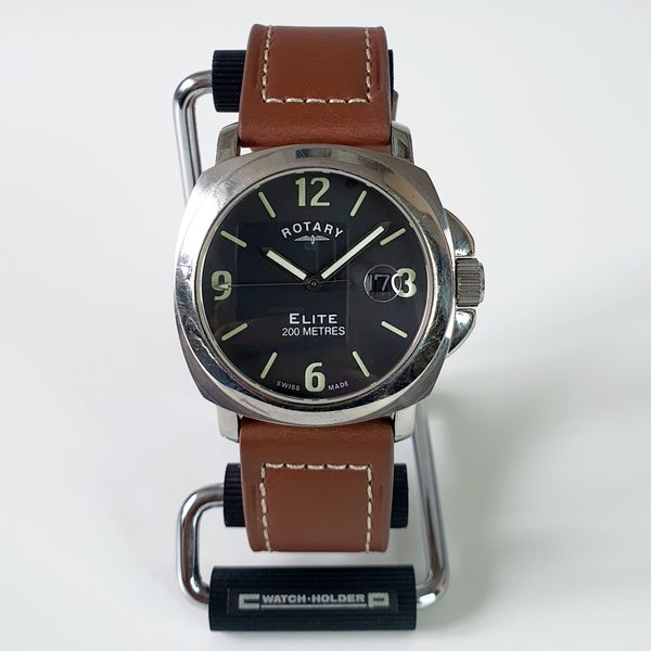 Rotary Elite Mens Watch Sapphire Pam Homage Black Dial Quartz Date New ...