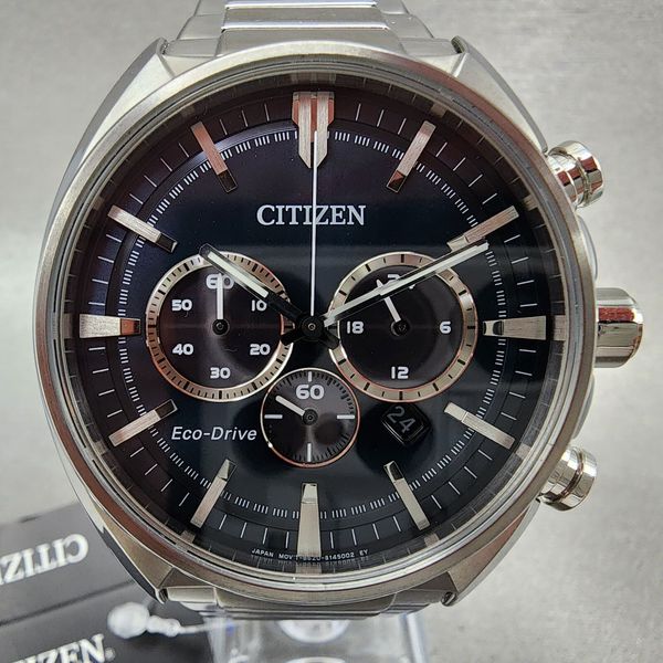 Citizen Eco-Drive Chronograph Watch Men 45mm Blue Dial Steel Date ...