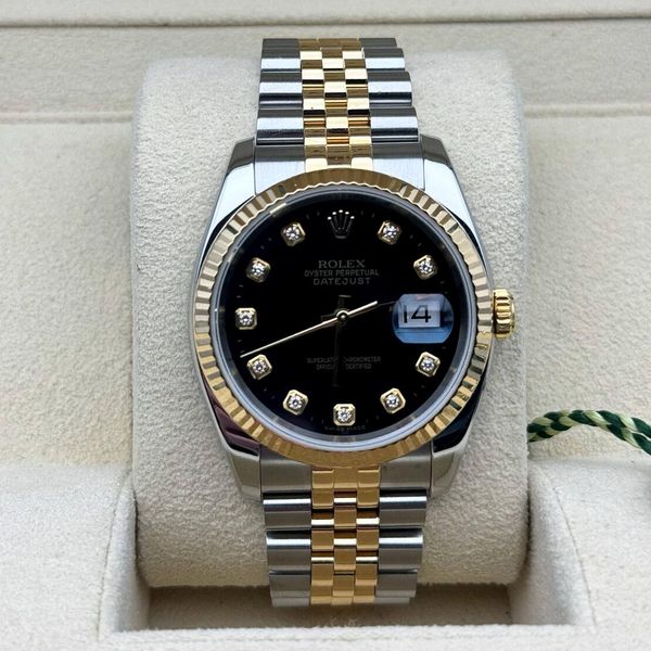 2005 Rolex Datejust 36mm 116233 Black Diamond Dial Two Tone Super ...
