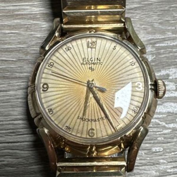 Vintage Working ELGIN Shockmaster Automatic Self-Winding 10K Gold ...