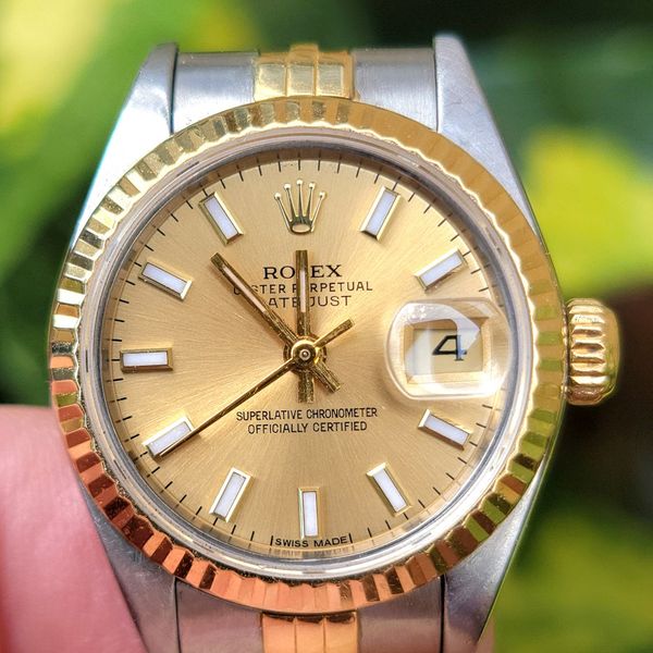 FS: 1984 Rolex 69173 Ladies DateJust 26mm 18K Bezel YG & Stainless Jubilee Bracelet ...