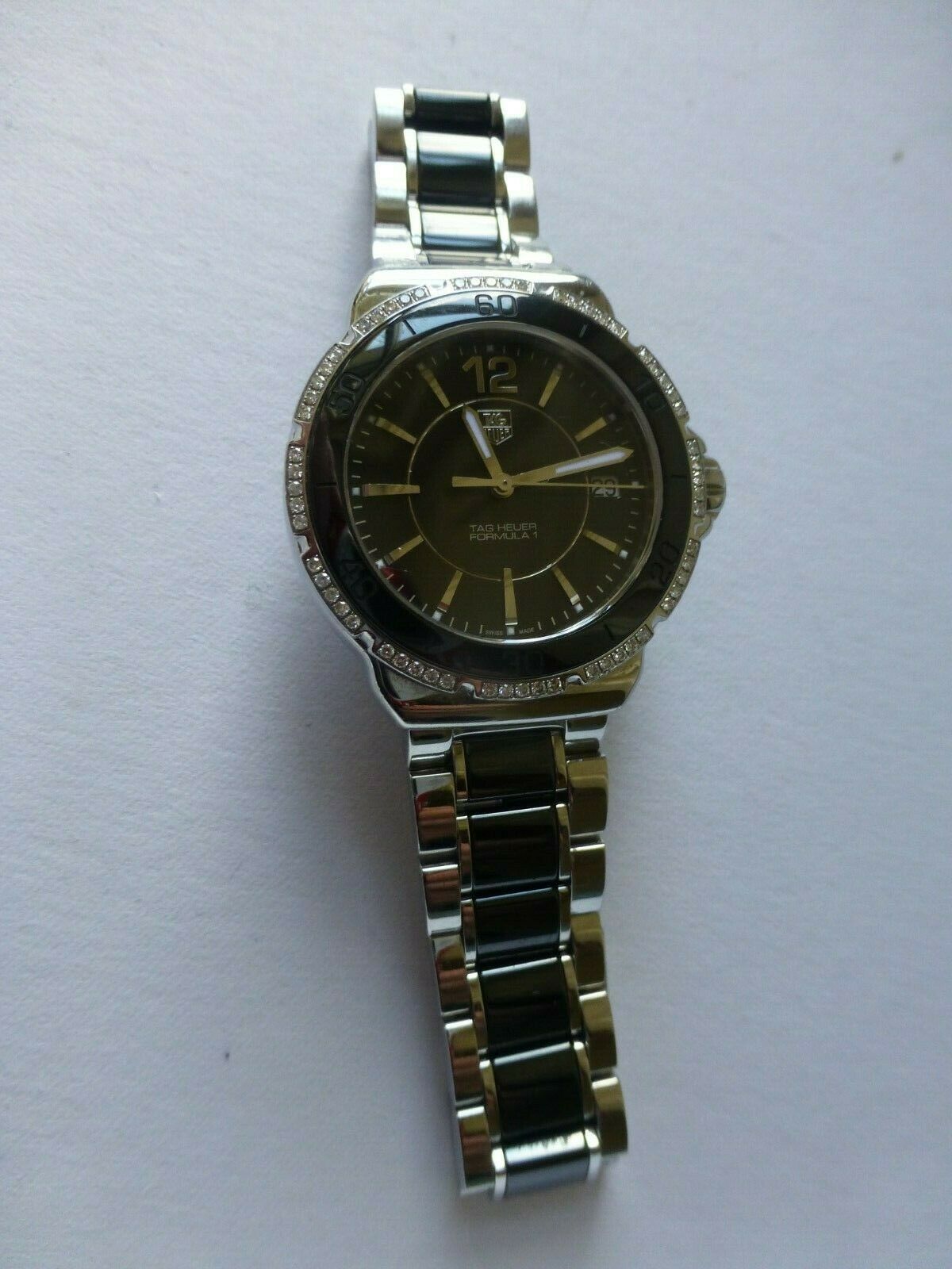 Tag Heuer Formula 1 F1 Black WAH1212 Diamond Bezel Watch + Receipt ...