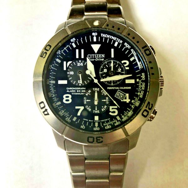 Citizen Eco-Drive Men's Titanium Calendar Chronograph Watch E812 ...