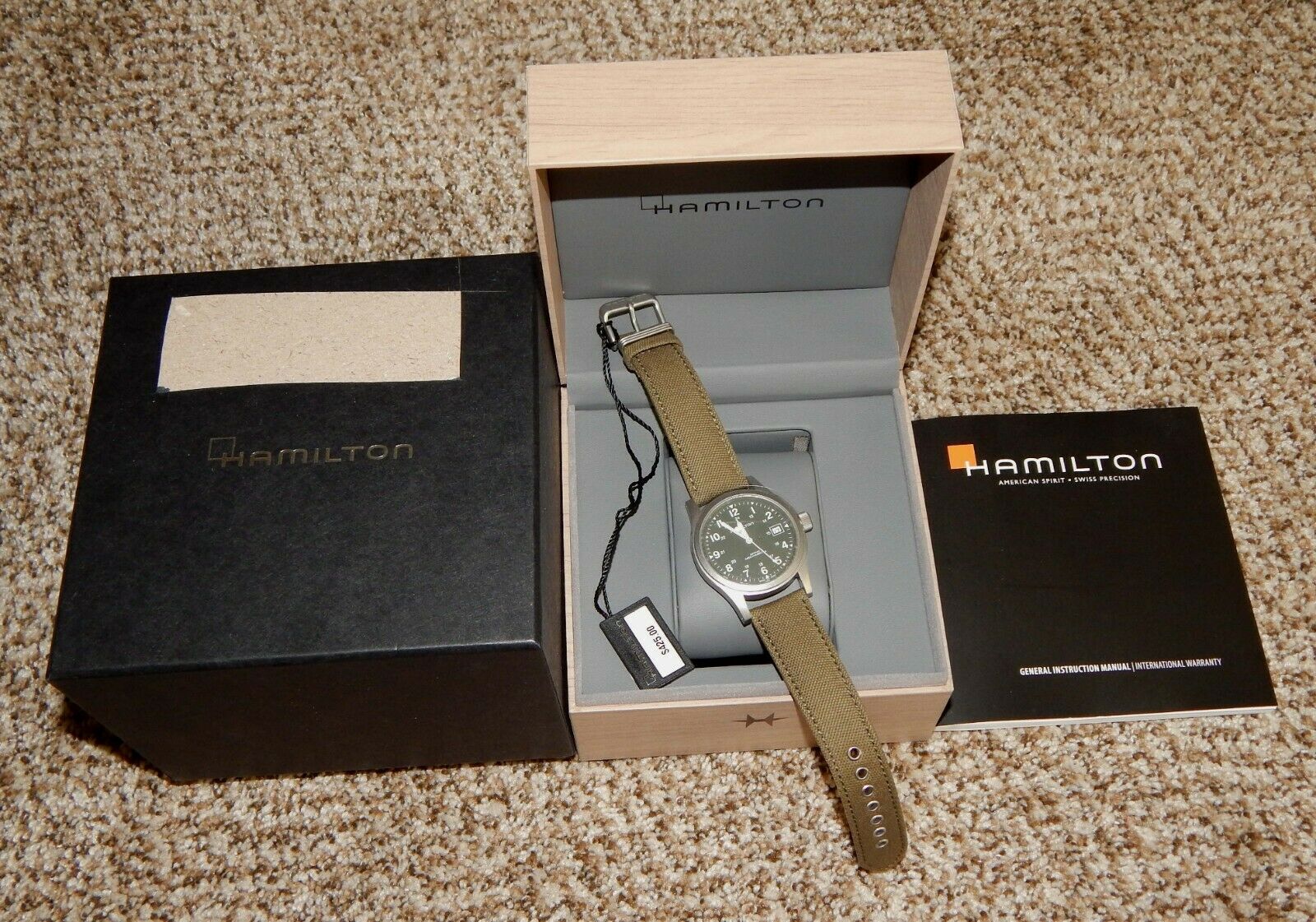 Hamilton Khaki Field Green Dial Hand-Winding Men's Watch NEW H69419363 ...