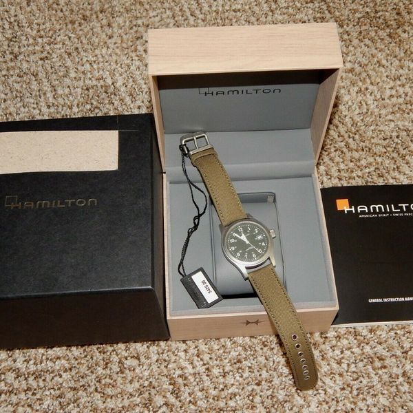 Hamilton Khaki Field Green Dial Hand-Winding Men's Watch NEW H69419363 ...
