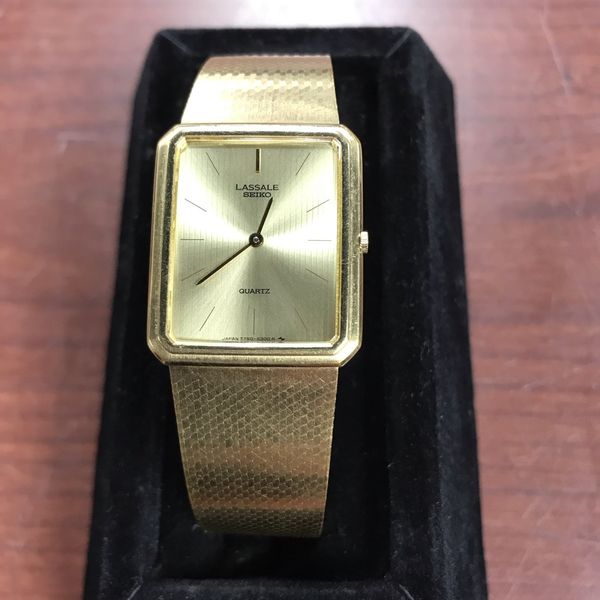 Vintage Seiko Lassale Gold Tone Watch Quarts Tank Style Ultra Thin ...