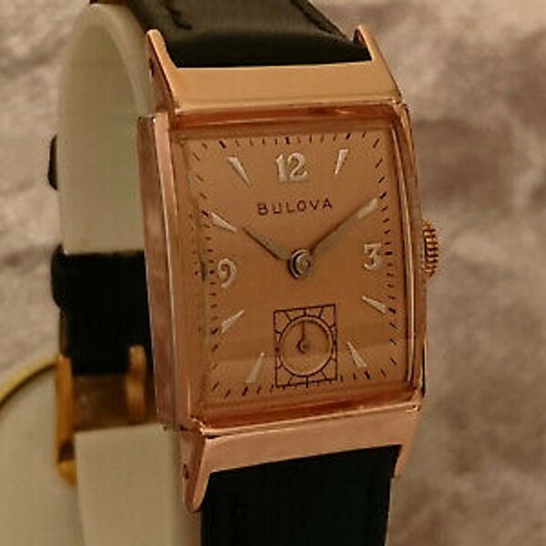Bulova 1948 'DOUGLAS' vintage manual wind watch 8AE Rose Gold plate ...