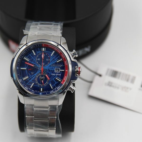Citizen Marvel Spider-Man Eco-Drive Chronograph Blue Dial Men's Watch ...