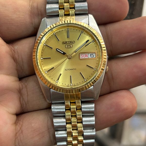 Vintage Seiko 5 Automatic 21J Golden Dial Day/Date Japan Mens Watch 7s26-3110 | WatchCharts ...