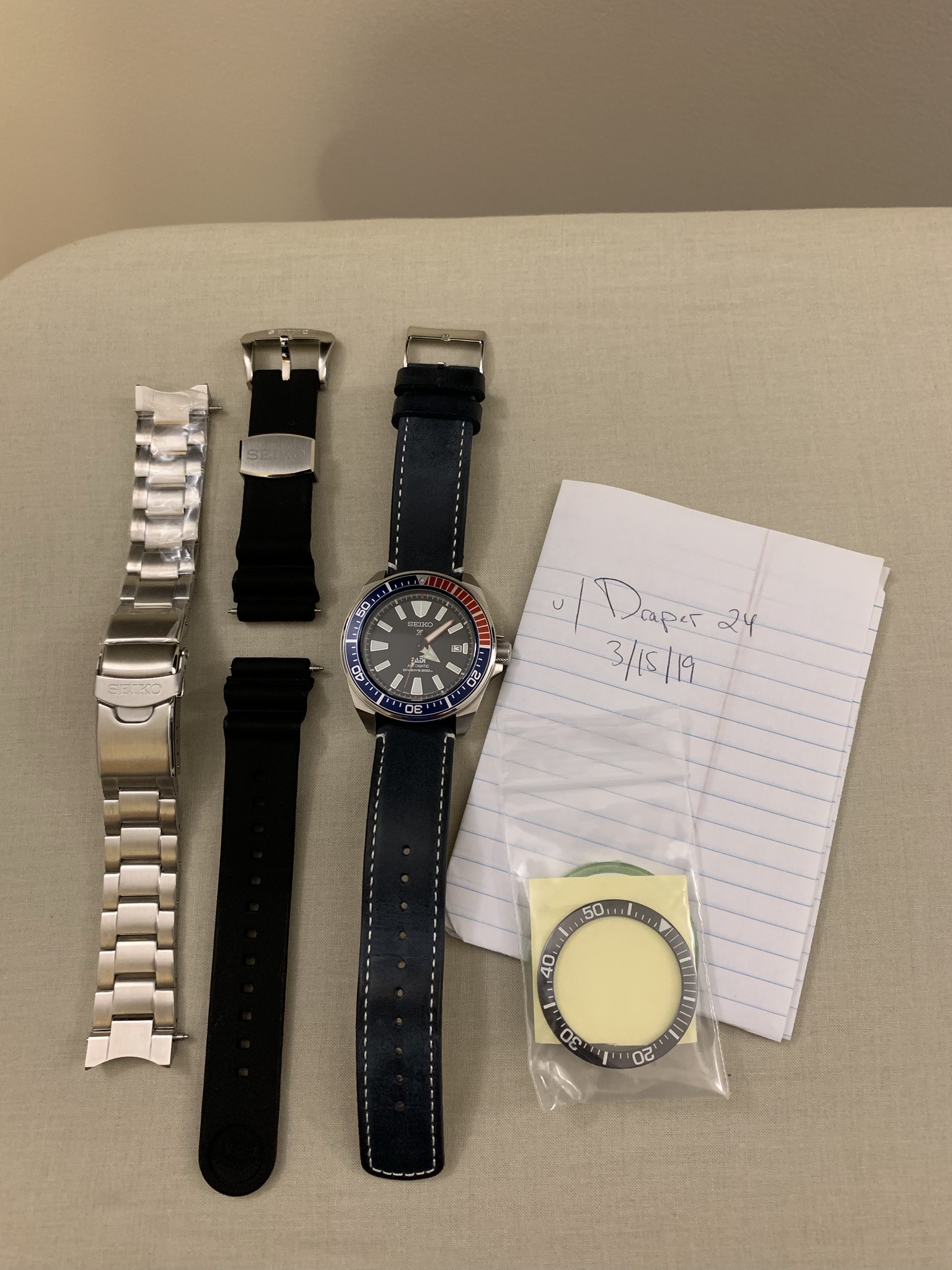 [WTS] Seiko PADI Samurai SRPB99 with Ceramic Bezel Insert and Straps ...