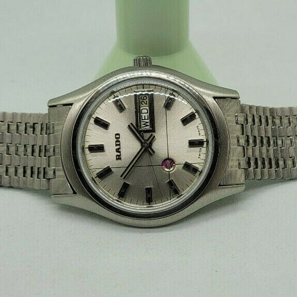 RARE USED VINTAGE RADO SILVER DIAL DAYDATE AUTOMATIC MAN'S WATCH ...
