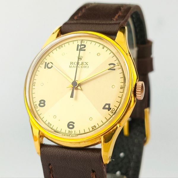 VINTAGE ROLEX MARCONI MEN'S WATCH GOLD PLATED CASE From 45's - SERVICED ...