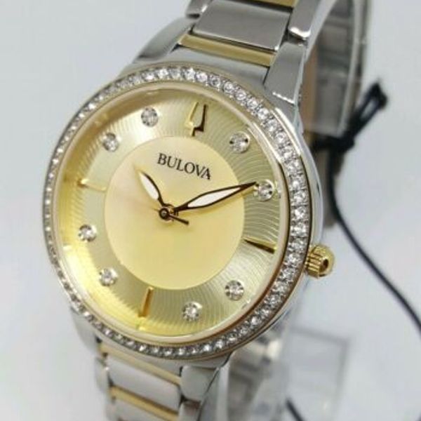 Bulova 98L248 Women's 32mm Two Tone Stainless Steel Crystal Accent ...