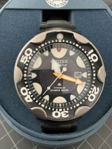 Citizen Orca Titanium Eco-Drive Watch Box + Papers Rare Black Dial ...