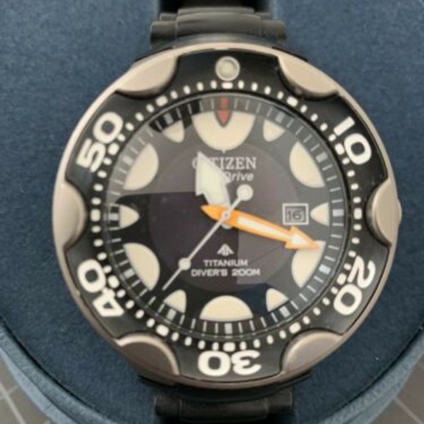 Citizen Orca Titanium Eco-Drive Watch Box + Papers Rare Black Dial ...