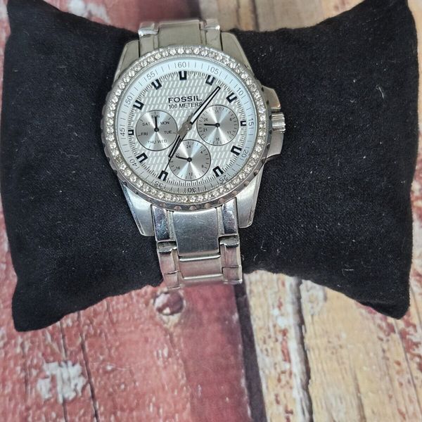 Fossil Watch Blue BQ-9319 Stainless Steel Crystal Quartz Analog Ladies ...