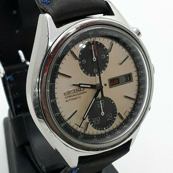 VTG SEIKO PANDA AUTOMATIC CHRONOGRAPH 6138 8021 S/S JAPAN WRISTWATCH ...