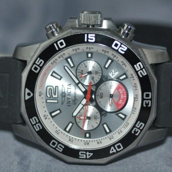 Invicta Men's Signature II Chronograph Silver Dial Black Polyurethane ...