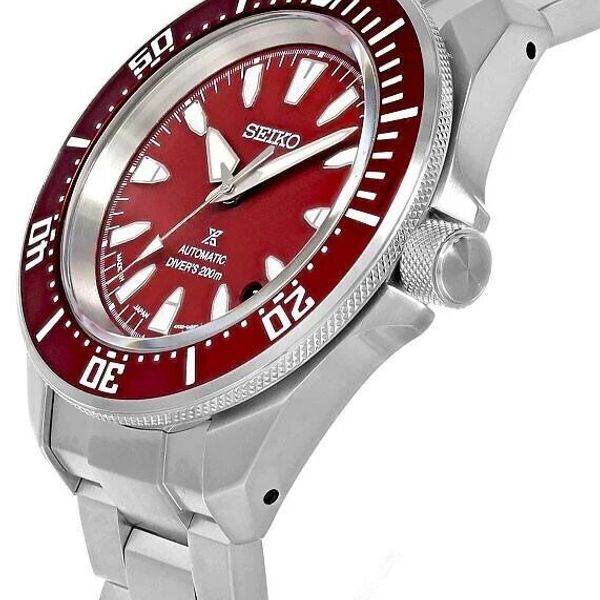 Seiko Men Prospex Samurai Diver Red Dial Stainless Steel Watch SRPL11 ...