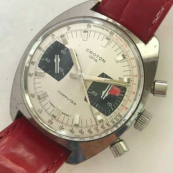 Vintage Croton Computer Swiss hand winding stainless steel Chronograph ...
