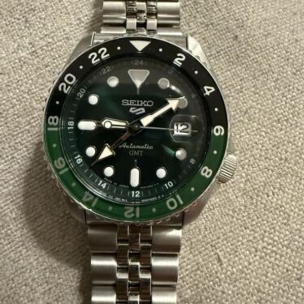 Seiko 5 Sports SSK035 GMT Automatic Diver Watch 100 Meter Green Dial ...