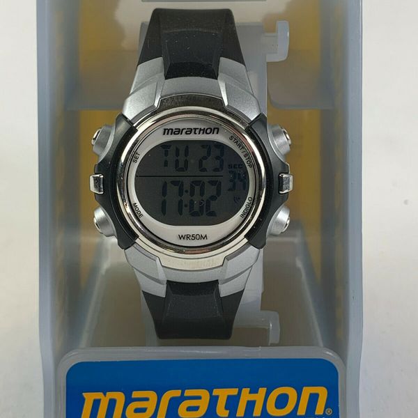 New in Box TIMEX MARATHON T5K805 Black/Smoke Colored Face and Strap ...