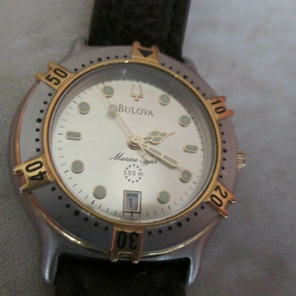 WRIST WATCH BULOVA MARINE STAR A2 DATE QUARTZ 90850 JAPAN MOVEMENT DATE ...