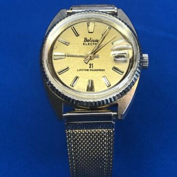 VINTAGE 1950s 60s BULOVA "ELECTRA" 21 Lifetime Mainspring Wind Up MENS ...