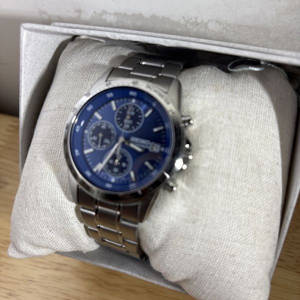 Seiko SBTQ071 Men's Chronograph Spirit Quartz Men's Watch Blue Silver ...