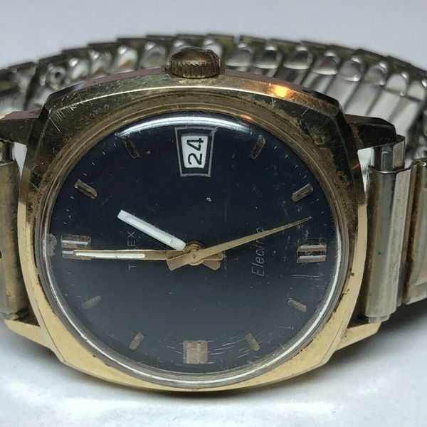 Vintage Timex Electric Calendar Wristwatch Watch Blue Face AS IS Parts ...